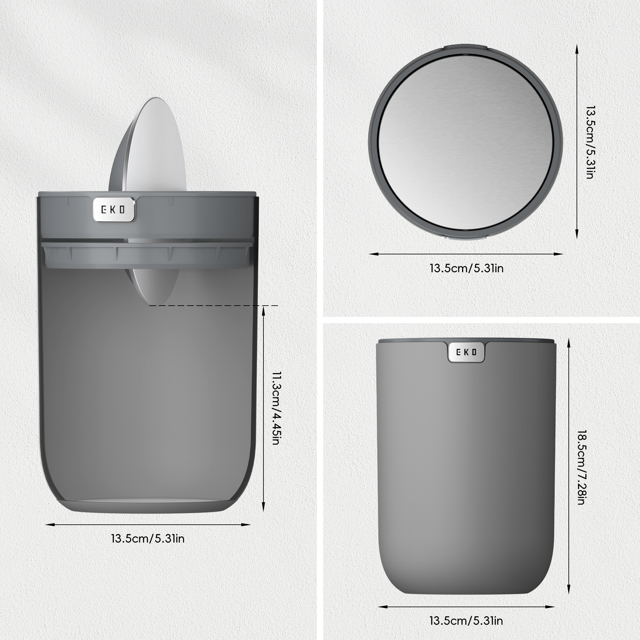 Fandy Table Bin with Swing-Top Lid - Grey 2.2L / 0.58 Gal – Home by EKO