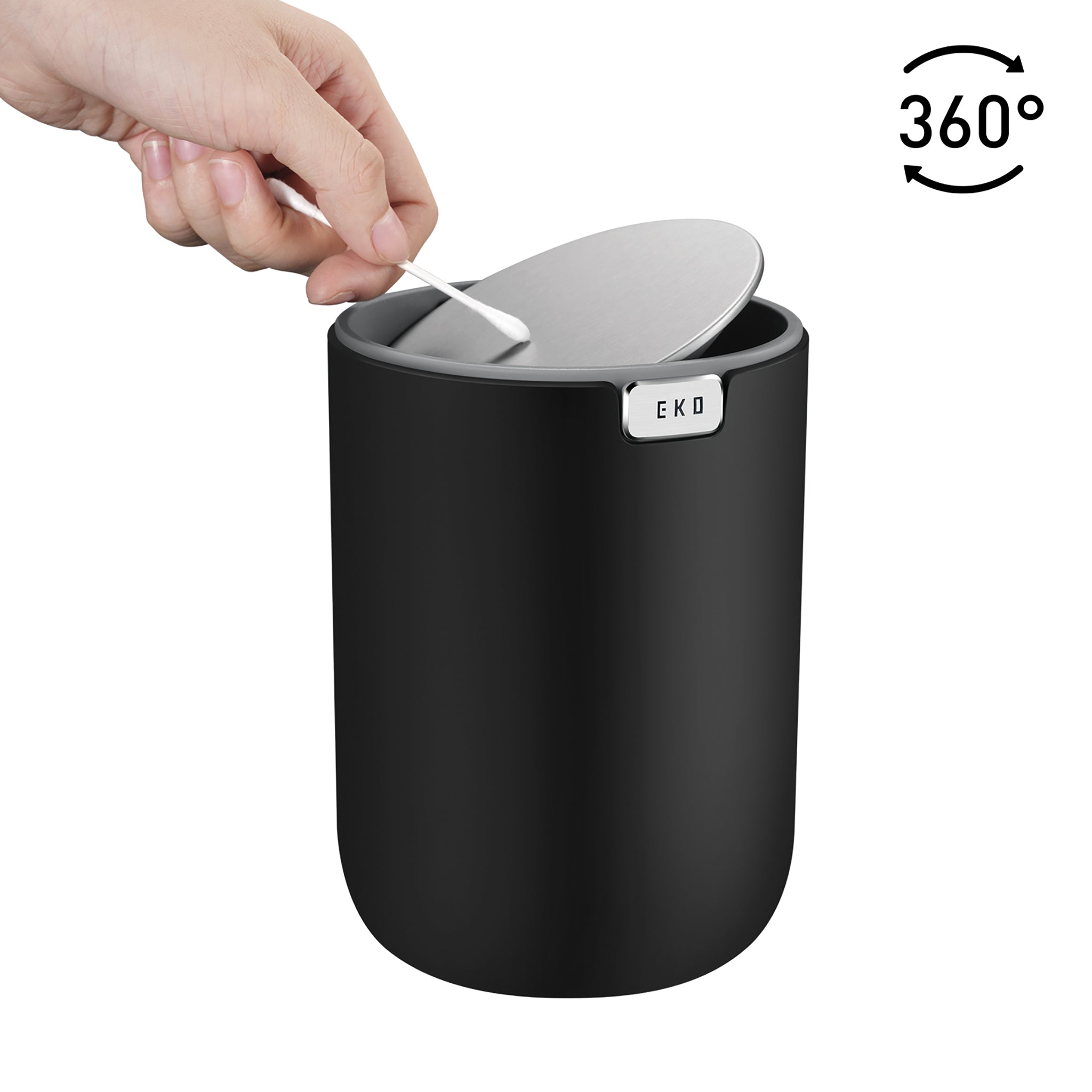 Fandy Table Bin with Swing-Top Lid - Black 1.5L / 0.4 Gal – Home by EKO