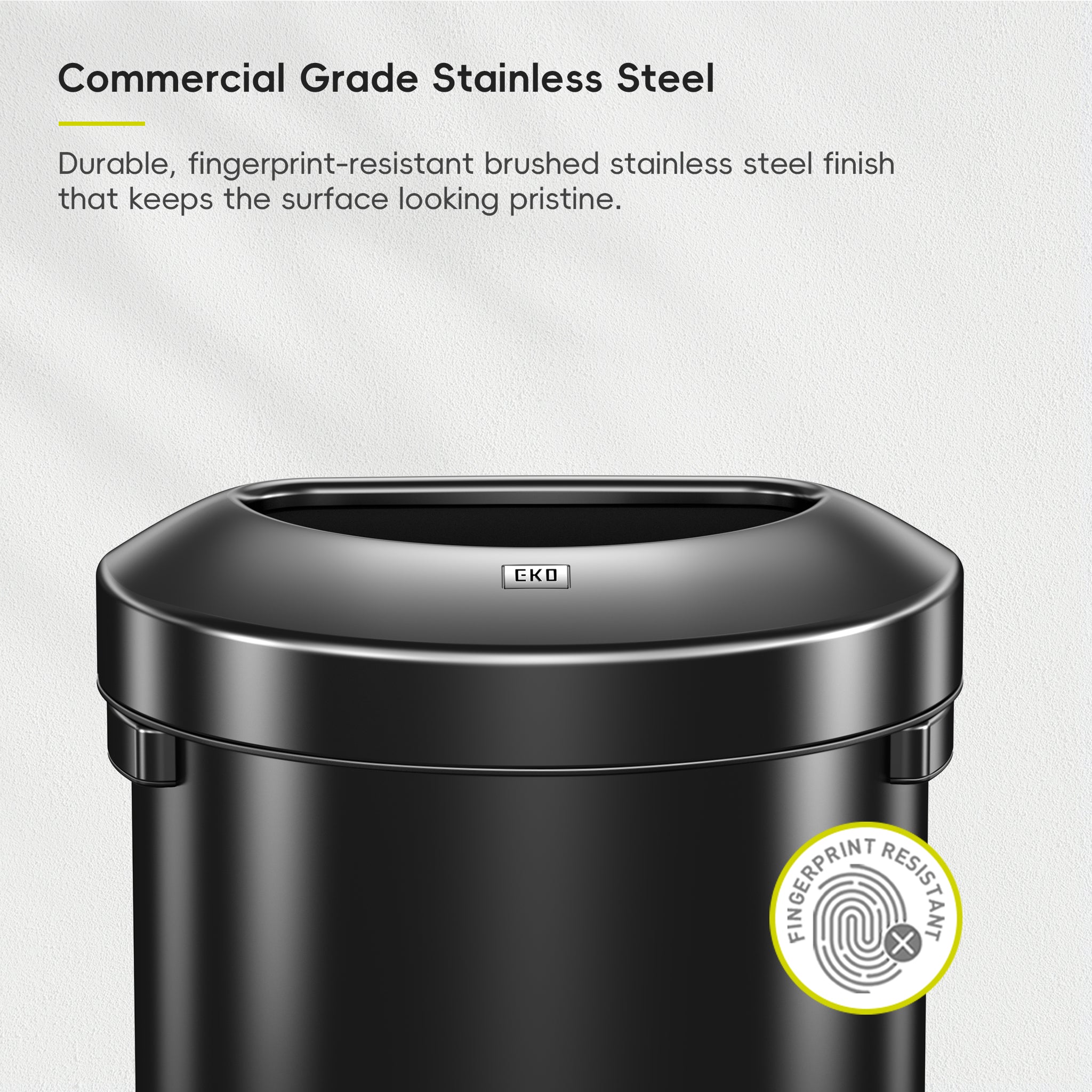 Urban Semi-Round Open Top Can Commercial Grade – 60L / 16 Gal-Matte Bl ...