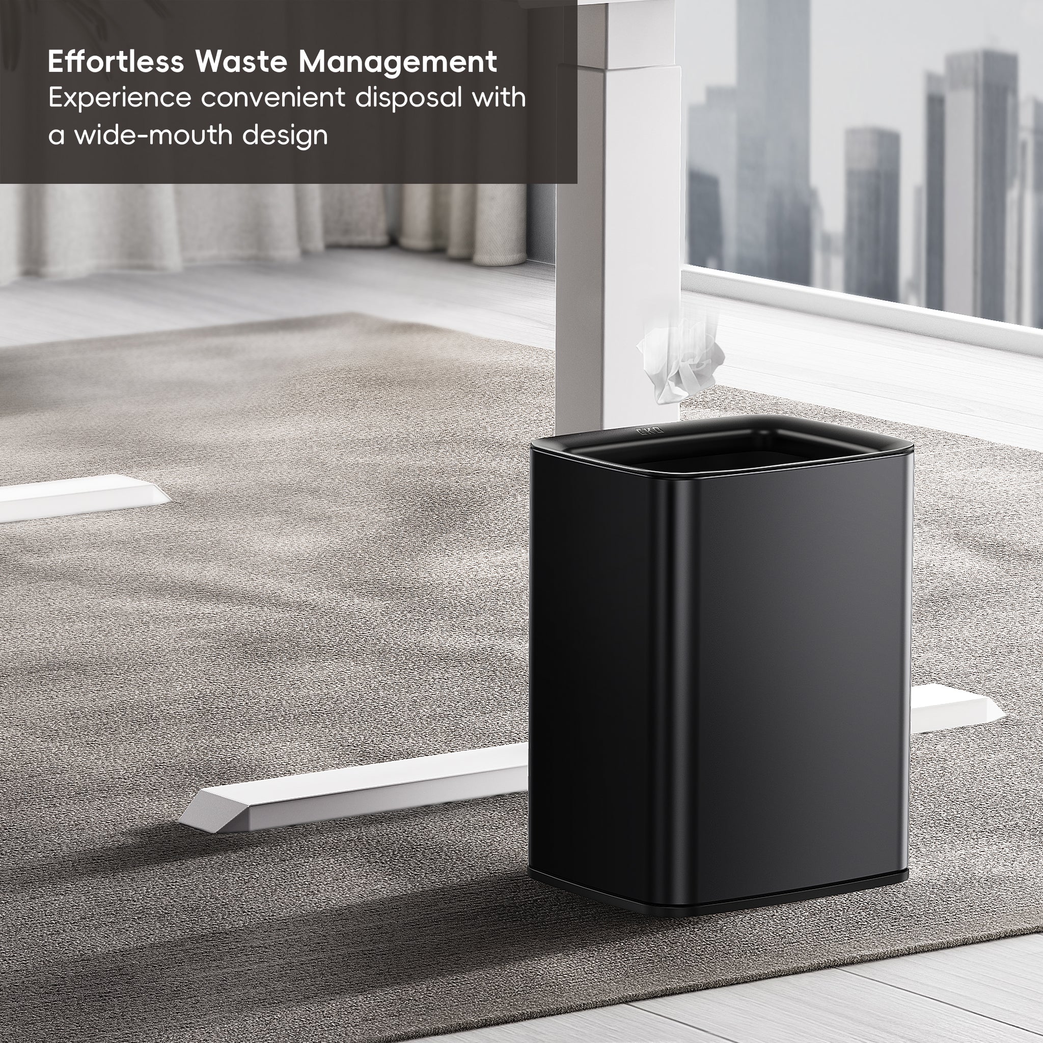 Laguna 2.6 0L Open Trash Can with Basket (Matte Black) – Home by EKO