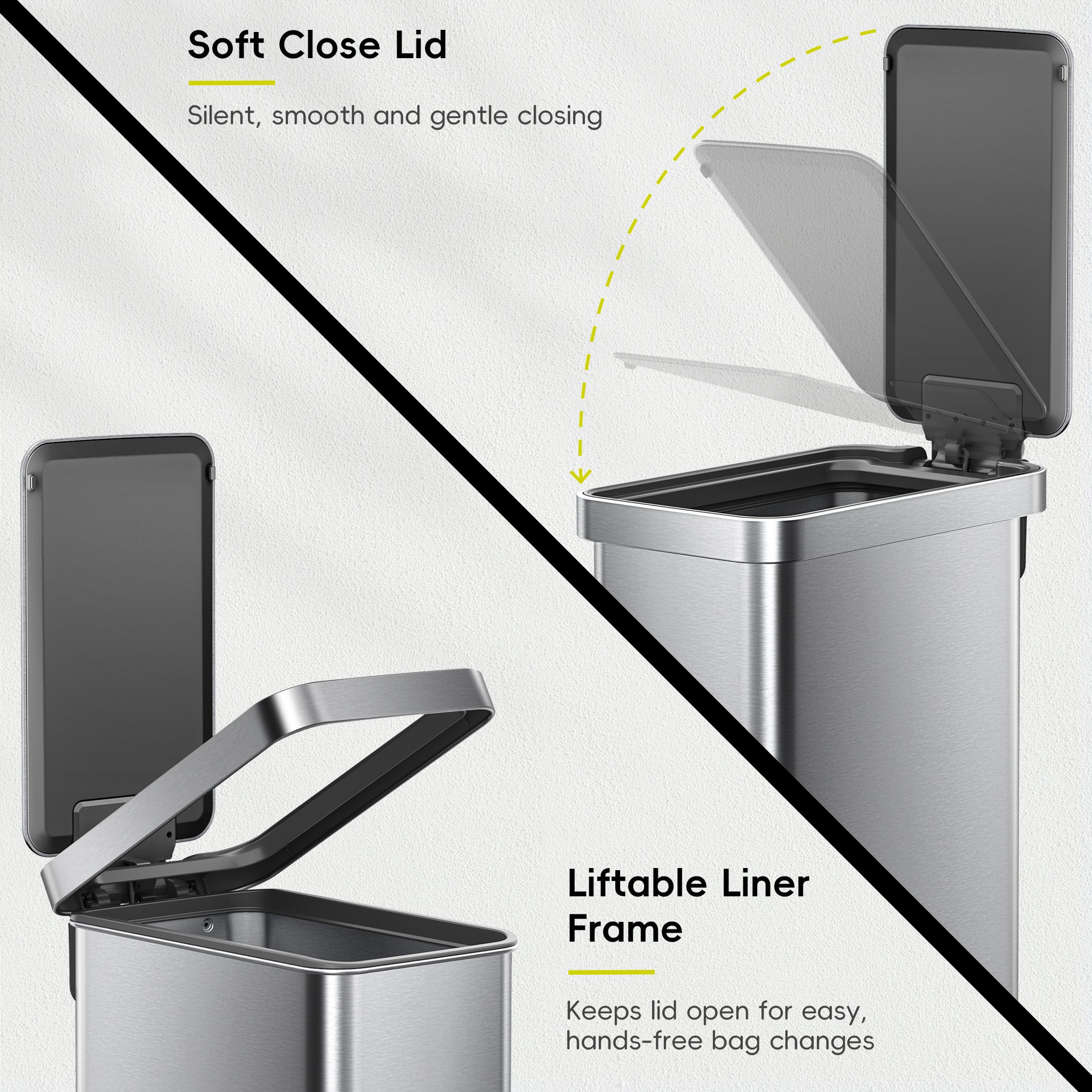 Hudson Slim 50 Liter / 13 Gallon Matte Stainless Steel Step Trash Can ...