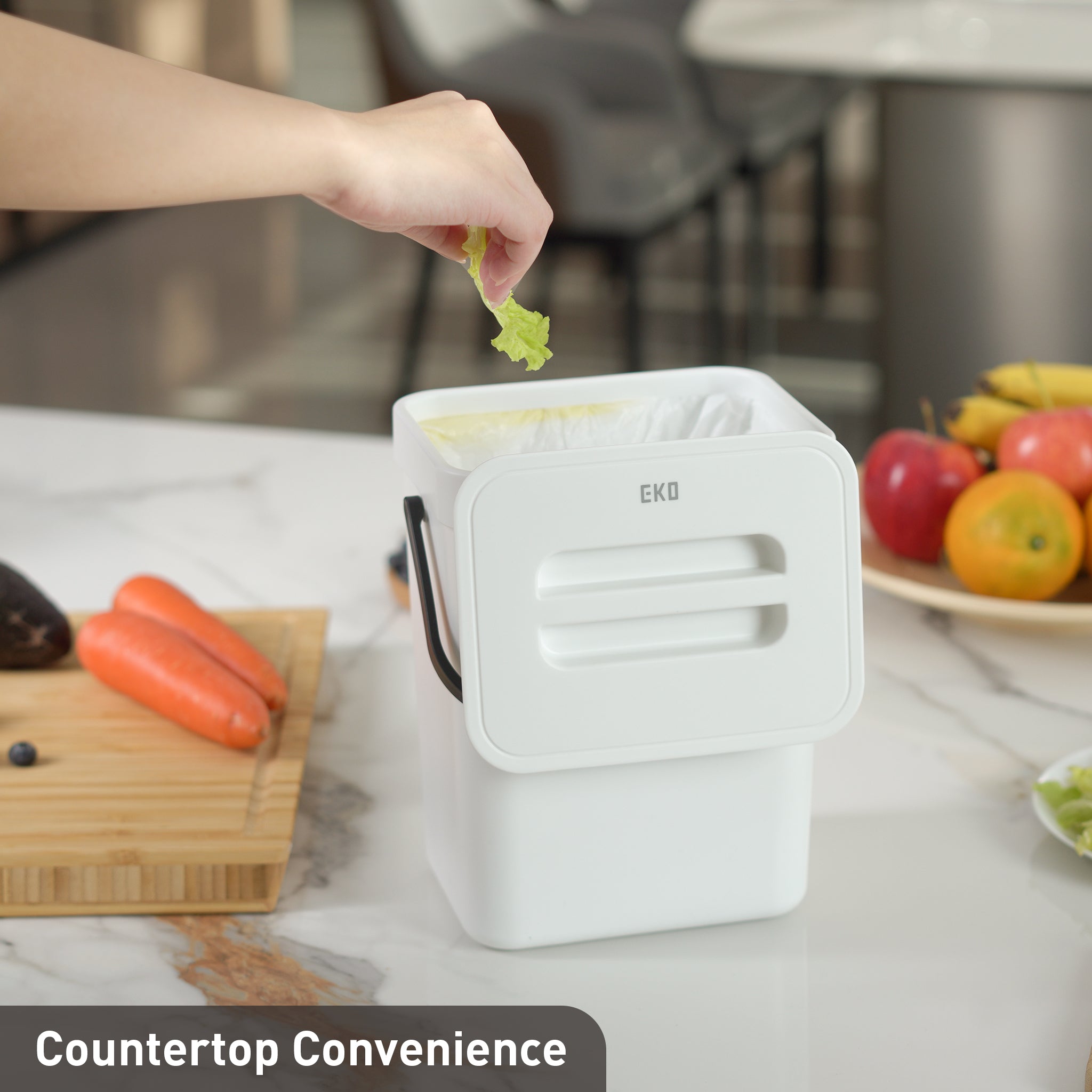 Puro Compost Bin with Lid - White 5L / 1.32 Gal – Home by EKO
