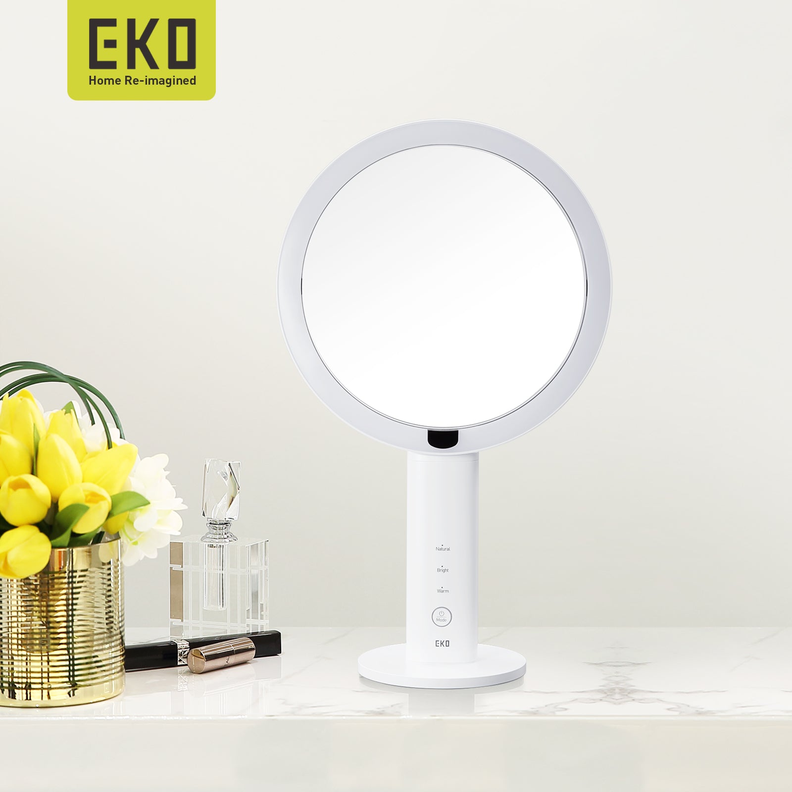 iMira Pro 8" 1X/5X Double Sided Sensor Mirror - Pearl White – Home by EKO