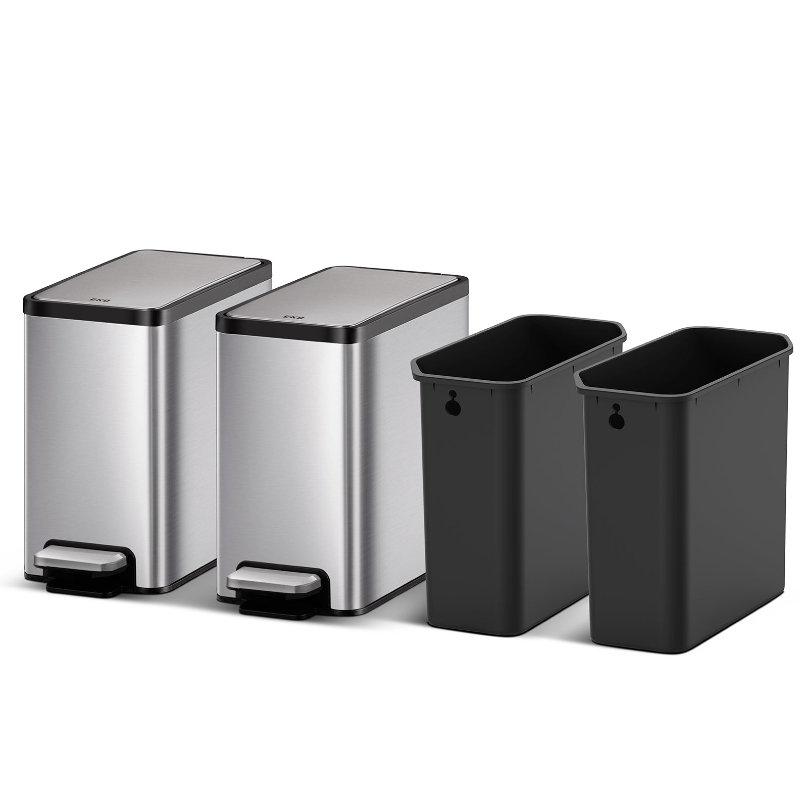 EcoCasa II Slim Step Can with Liner 2 Pack Combo Set – 6L / 1.6 Gal ...