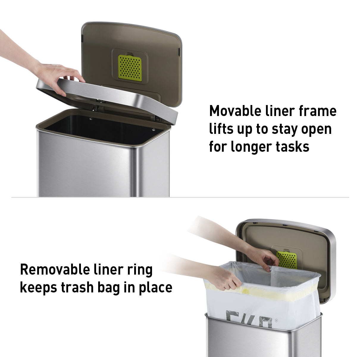 Hudson 50L Step Can with Bag Compart - Matte Stainless Steel – Home by EKO