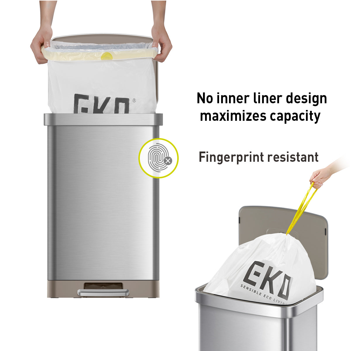 Hudson Step Can with Bag Compartment - 75L / 19.8 Gal – Home by EKO
