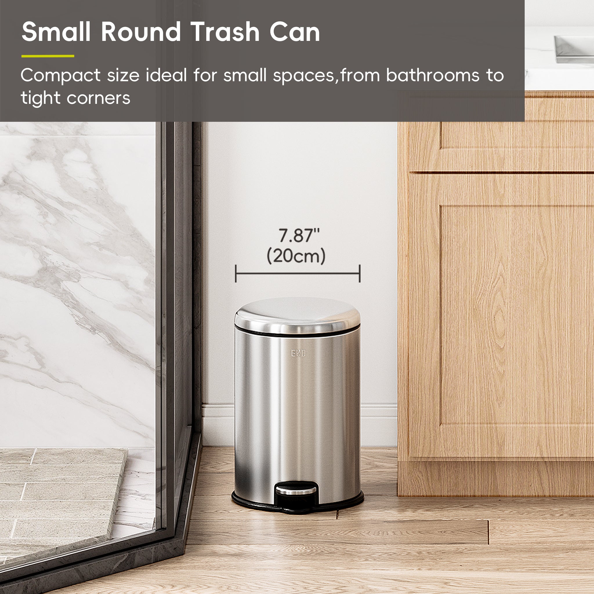 Essentials Serene Step Can - 5L/1.3Gal Stainless Steel – Home by EKO